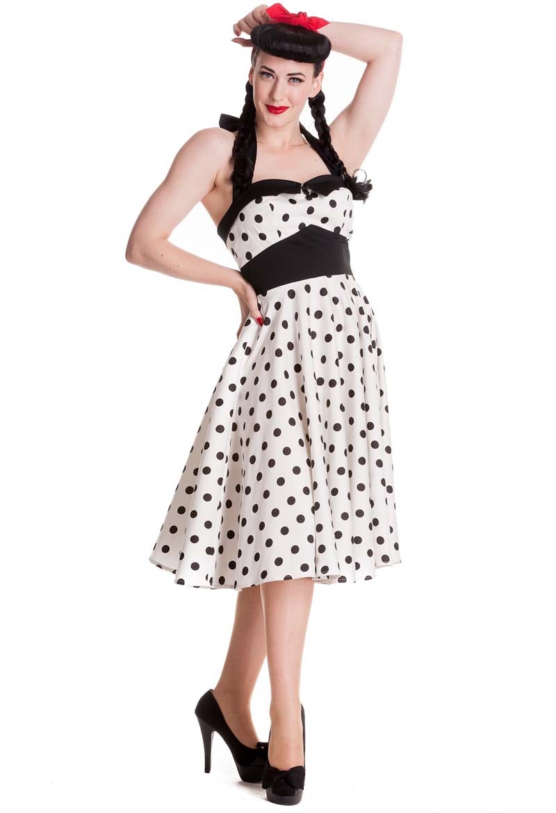 Hellbunny Adelaide 50er Jahre Retro Polka Dots Neckholder Swing Kleid